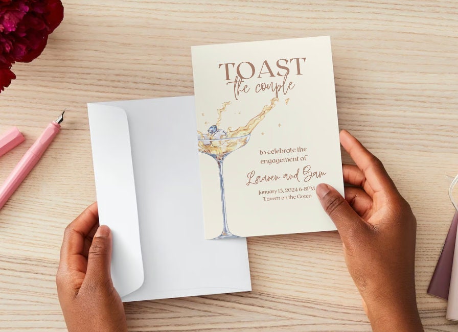 Toast the Couple Engagement Party Invitation | Elegant Engagement Party ...