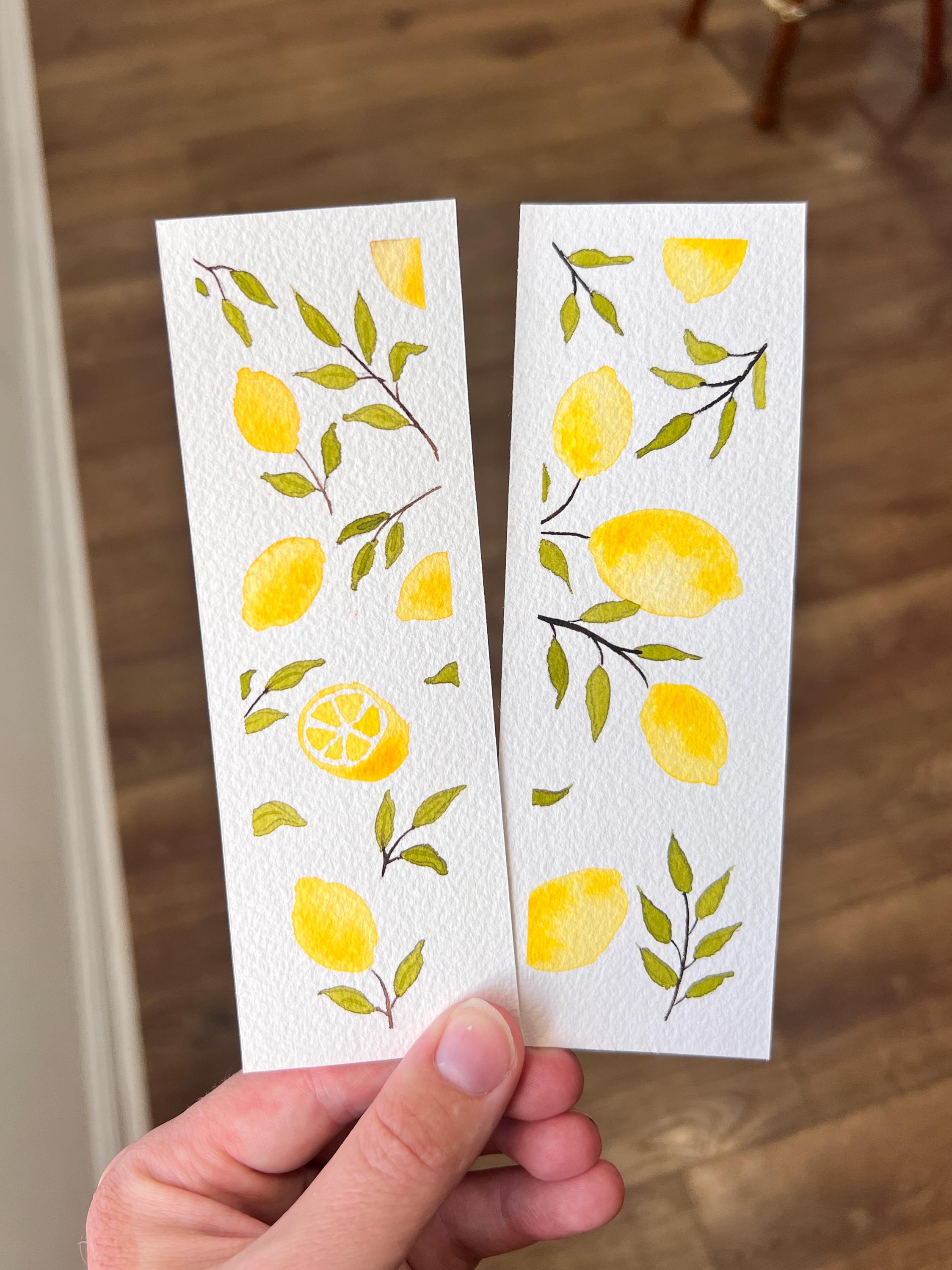 SET of 2 Hand-painted Bookmarks, Lemon Bookmarks, Book Lover Gift - Etsy
