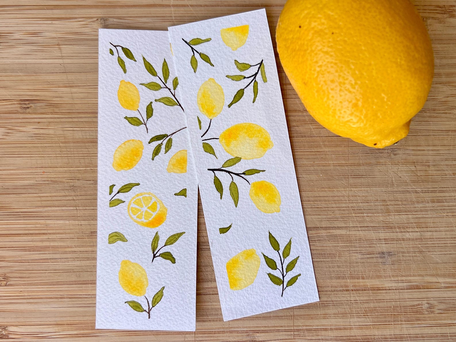 SET of 2 Hand-painted Bookmarks, Lemon Bookmarks, Book Lover Gift - Etsy