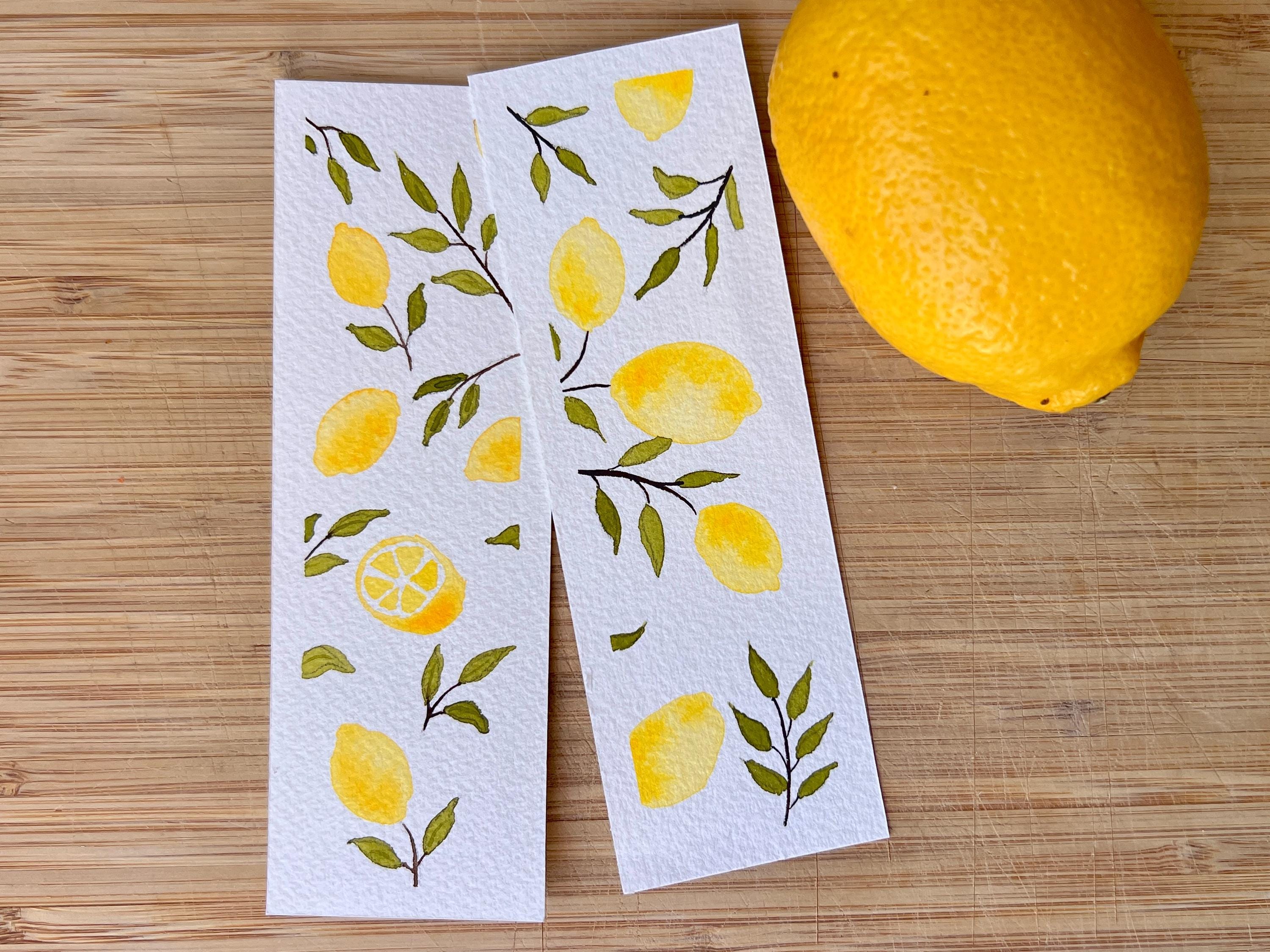 SET of 2 Hand-painted Bookmarks, Lemon Bookmarks, Book Lover Gift - Etsy