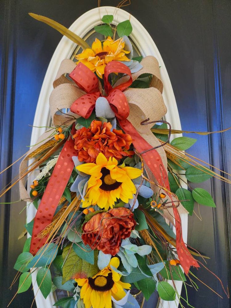 Fall Swag for Front Door Swag Sunflower Wreaths Autumn Wreath Sunflower ...