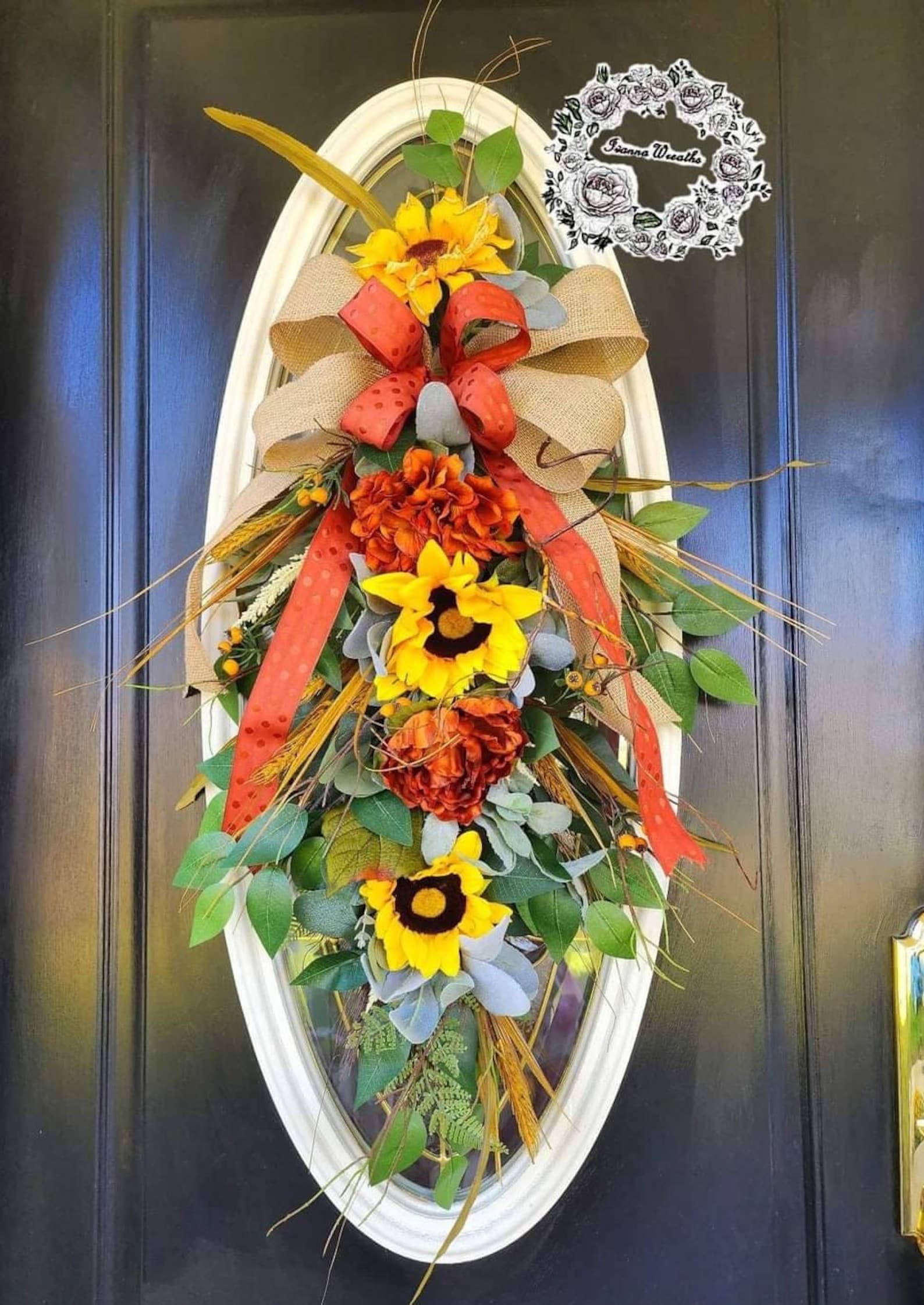 Fall Swag for Front Door Swag Sunflower Wreaths Autumn Wreath Sunflower ...