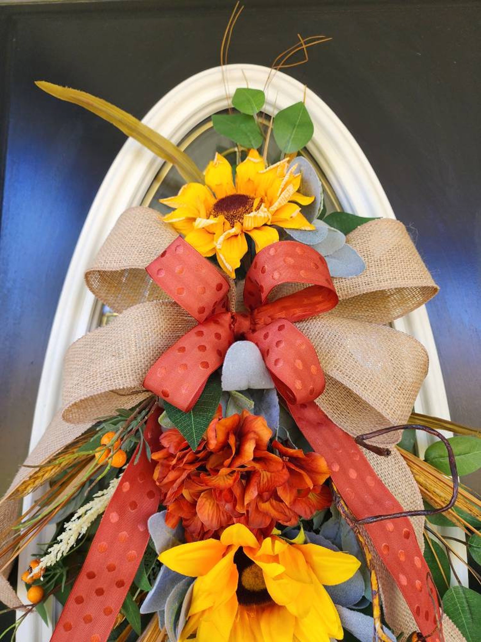 Fall Swag for Front Door Swag Sunflower Wreaths Autumn Wreath Sunflower ...