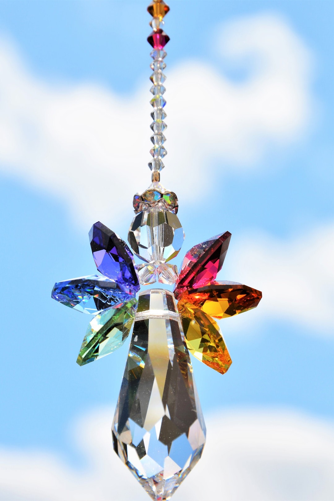 Schutzengel Rainbow mit bunten Biconen handgearbeitet aus funkelnden ...