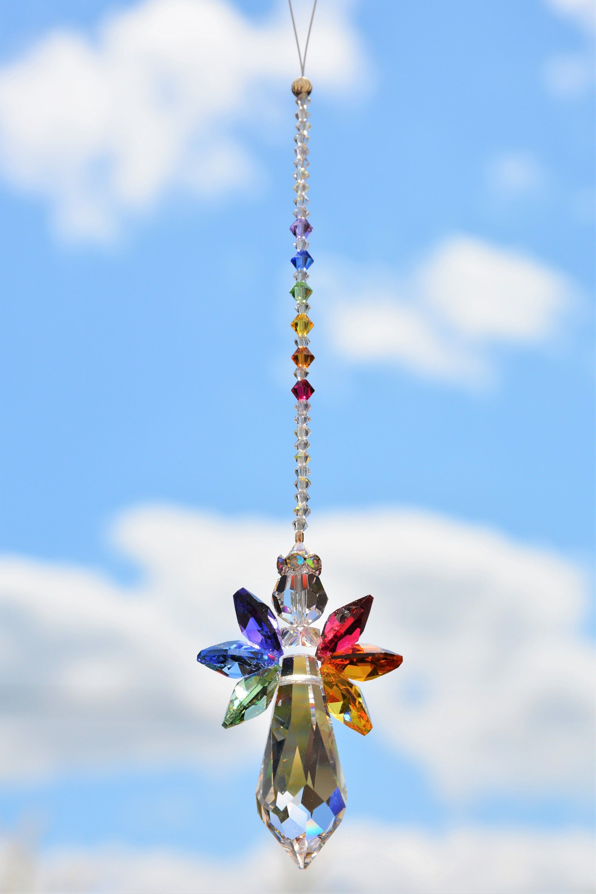 Schutzengel Rainbow mit bunten Biconen handgearbeitet aus funkelnden ...