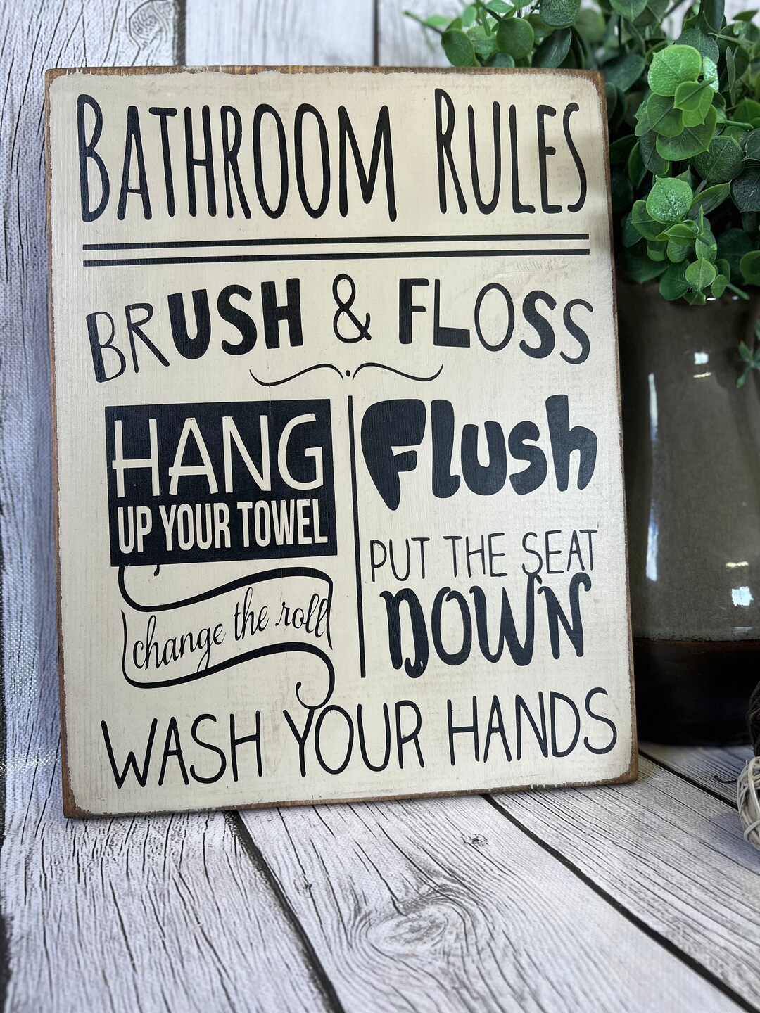 Bathroom Rules Brush Floss Hang up Your Towel Flush Change the Roll Put ...