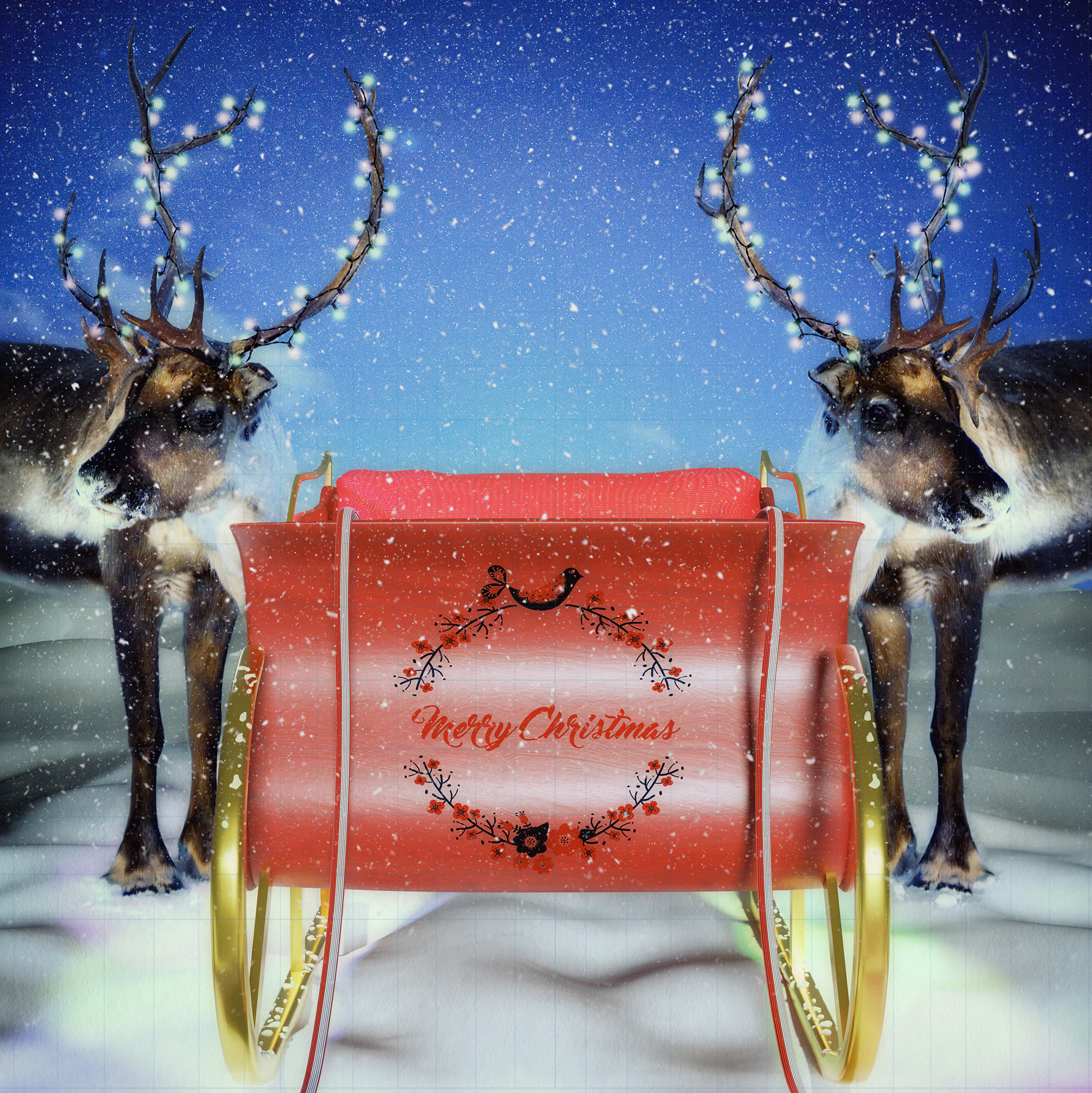 Christmas Backdrop Digital Backdrop Santa's Sleigh | Etsy