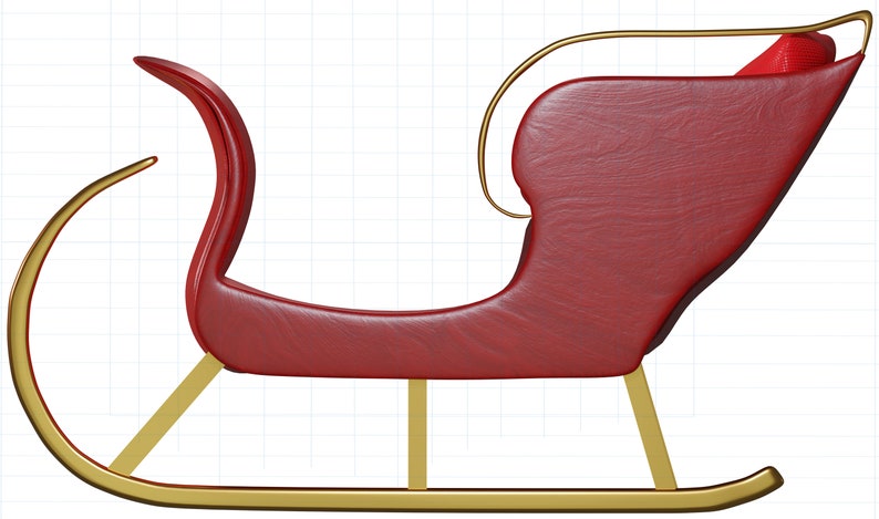Santa's Sleigh PNG, Sleigh Front View, Sleigh Side View, Commercial Use ...