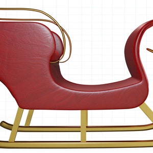 Santa's Sleigh PNG, Sleigh Front View, Sleigh Side View, Commercial Use ...