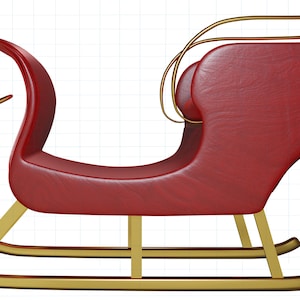 Santa's Sleigh PNG, Sleigh Front View, Sleigh Side View, Commercial Use ...