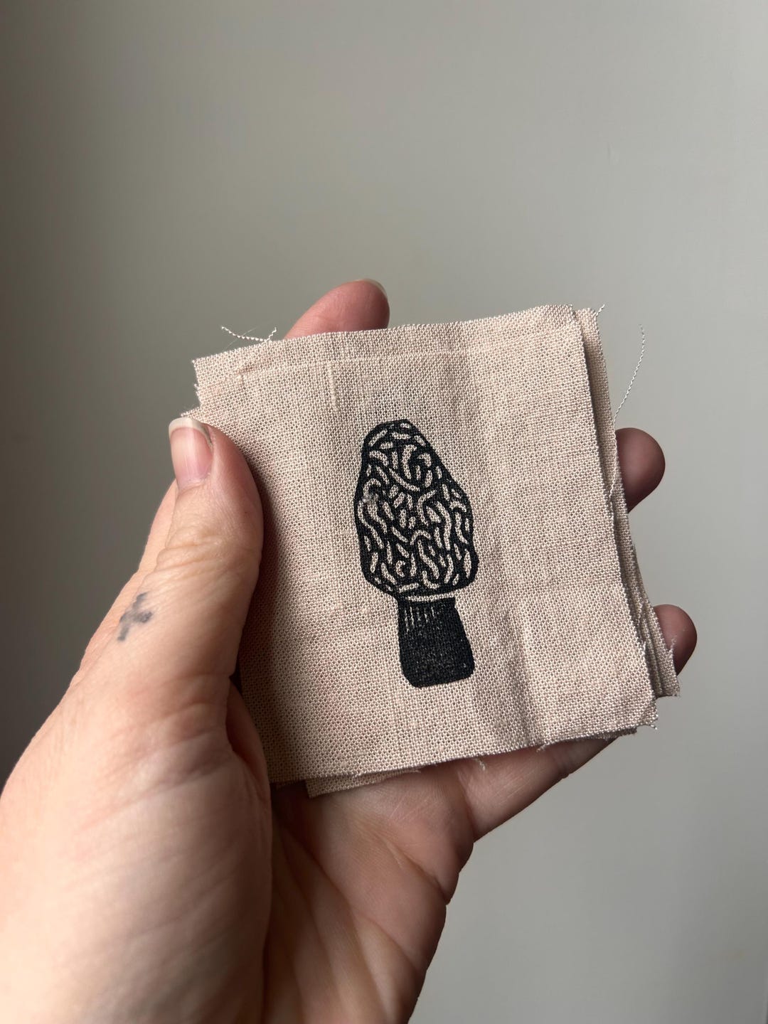 Patch - Morel Mushroom Block Print - Etsy