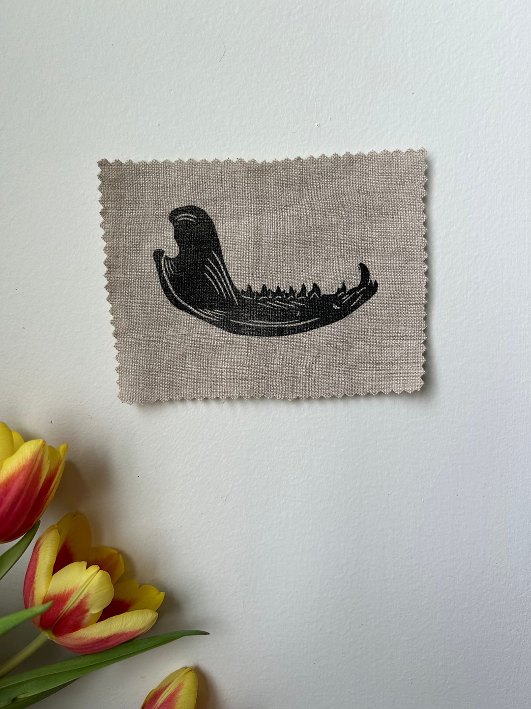 Patch - Opossum Jaw Block Print - Etsy