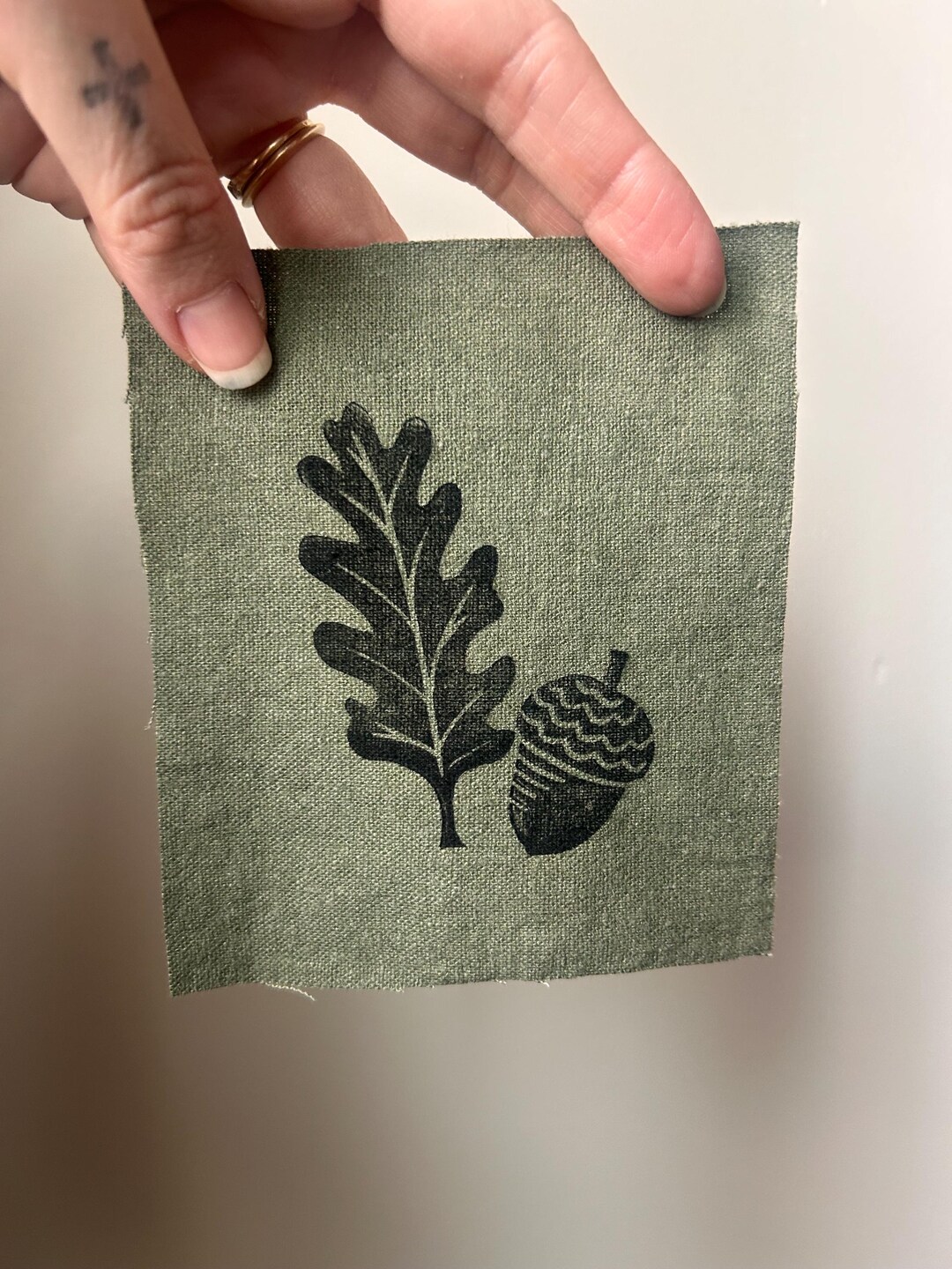 Patch - Oak Leaf and Acorn Block Print - Etsy
