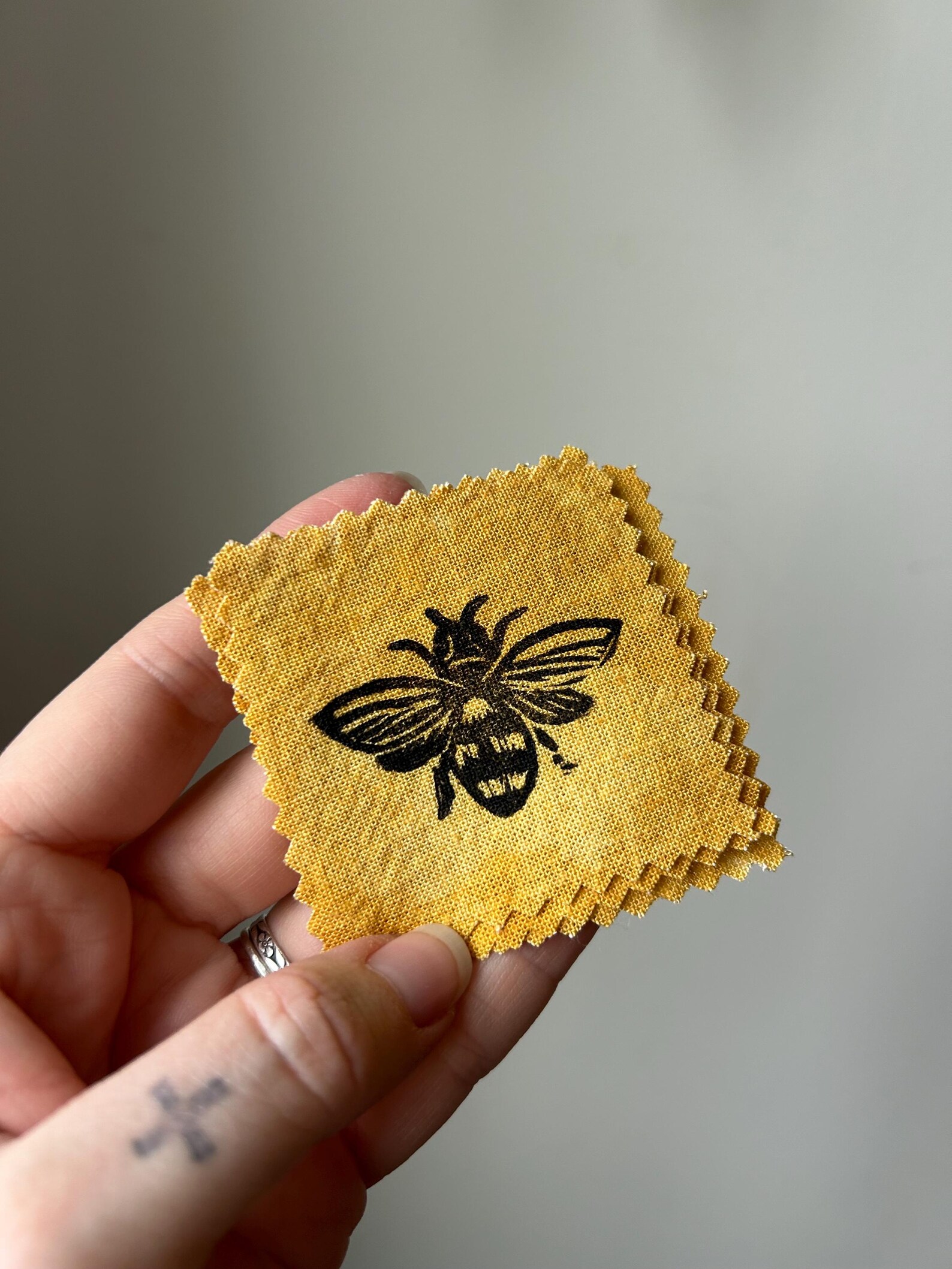 Bumblebee Block Print Linen Patch - Etsy