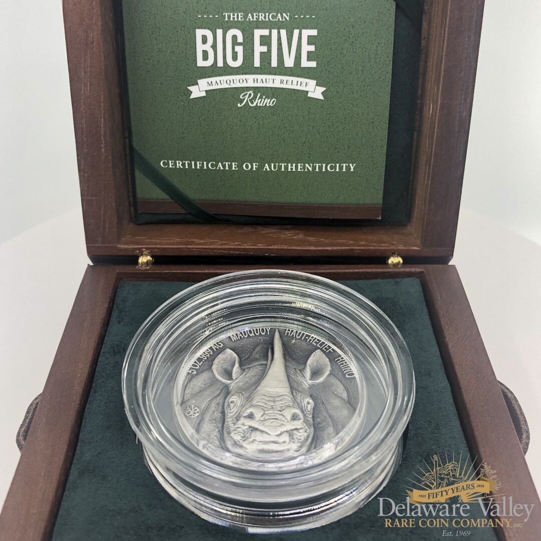 2019 Mauquoy Mint - the African Big Five Mauquoy High-relief: Rhino 5oz ...