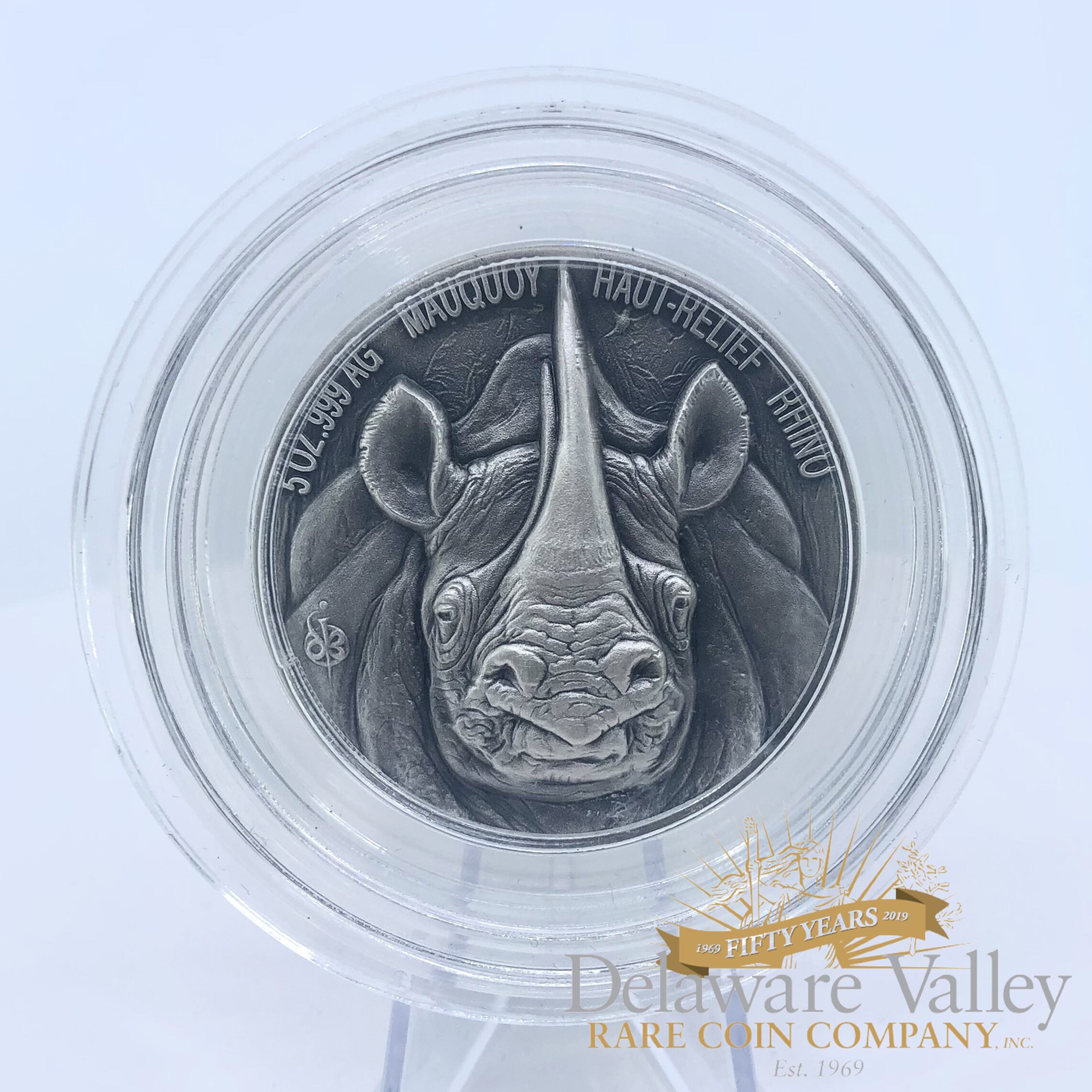 2019 Mauquoy Mint - the African Big Five Mauquoy High-relief: Rhino 5oz ...