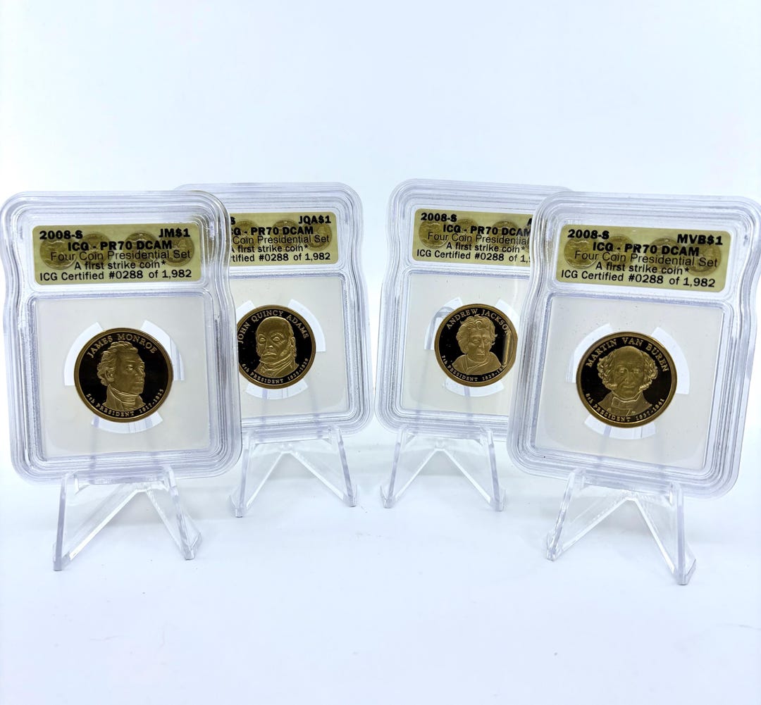 2008-S ICG PR70 DCAM Four Coin Presidential Dollar Proof Set | First Strike Set | Coin Set ...