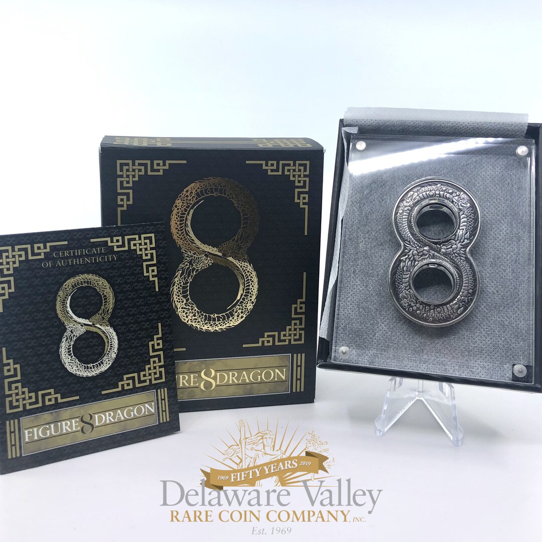 2018 Perth Mint Antiqued 2oz .999 Fine Silver Figure Eight Dragon 2 ...