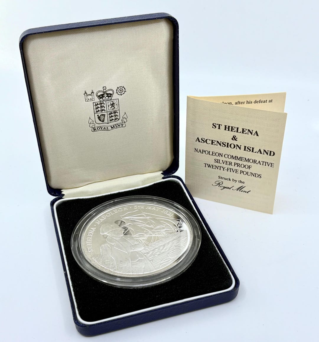1986 St Helena & Ascension Island Napoleon Commemorative 25 PND 5oz ...