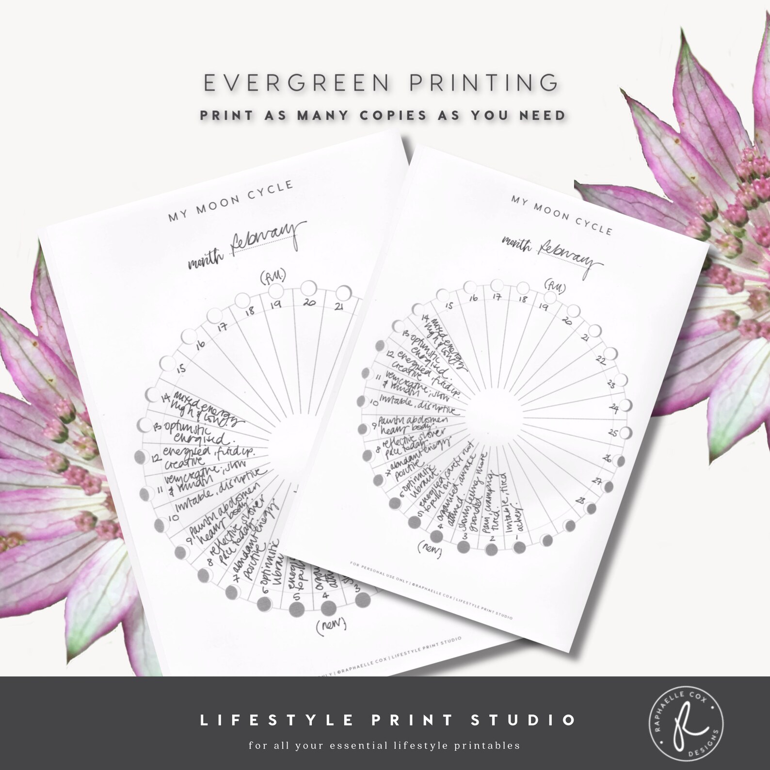 PRINTABLE Moon Cycle Tracker, Moon Tracker, Cycle Tracker, Moon Phase ...