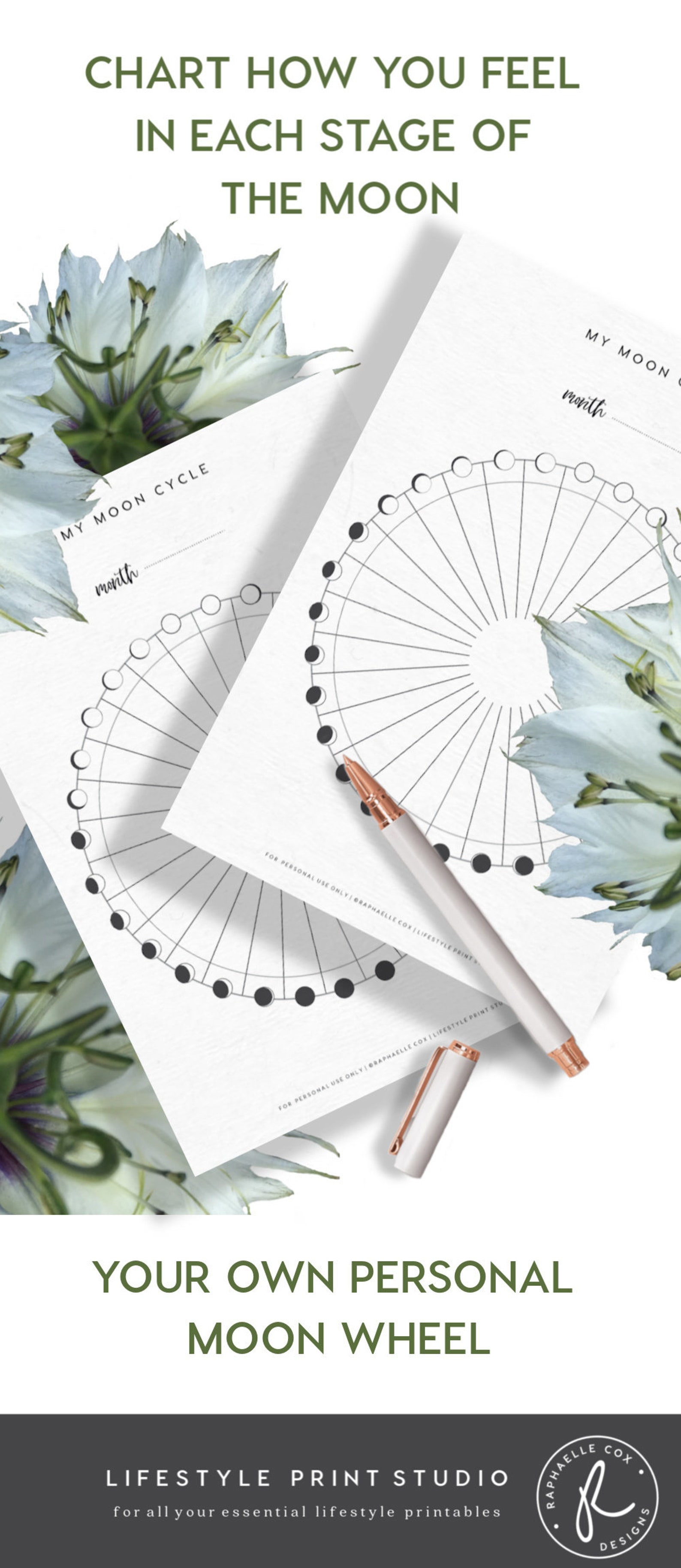 PRINTABLE Moon Cycle Tracker, Moon Tracker, Cycle Tracker, Moon Phase ...