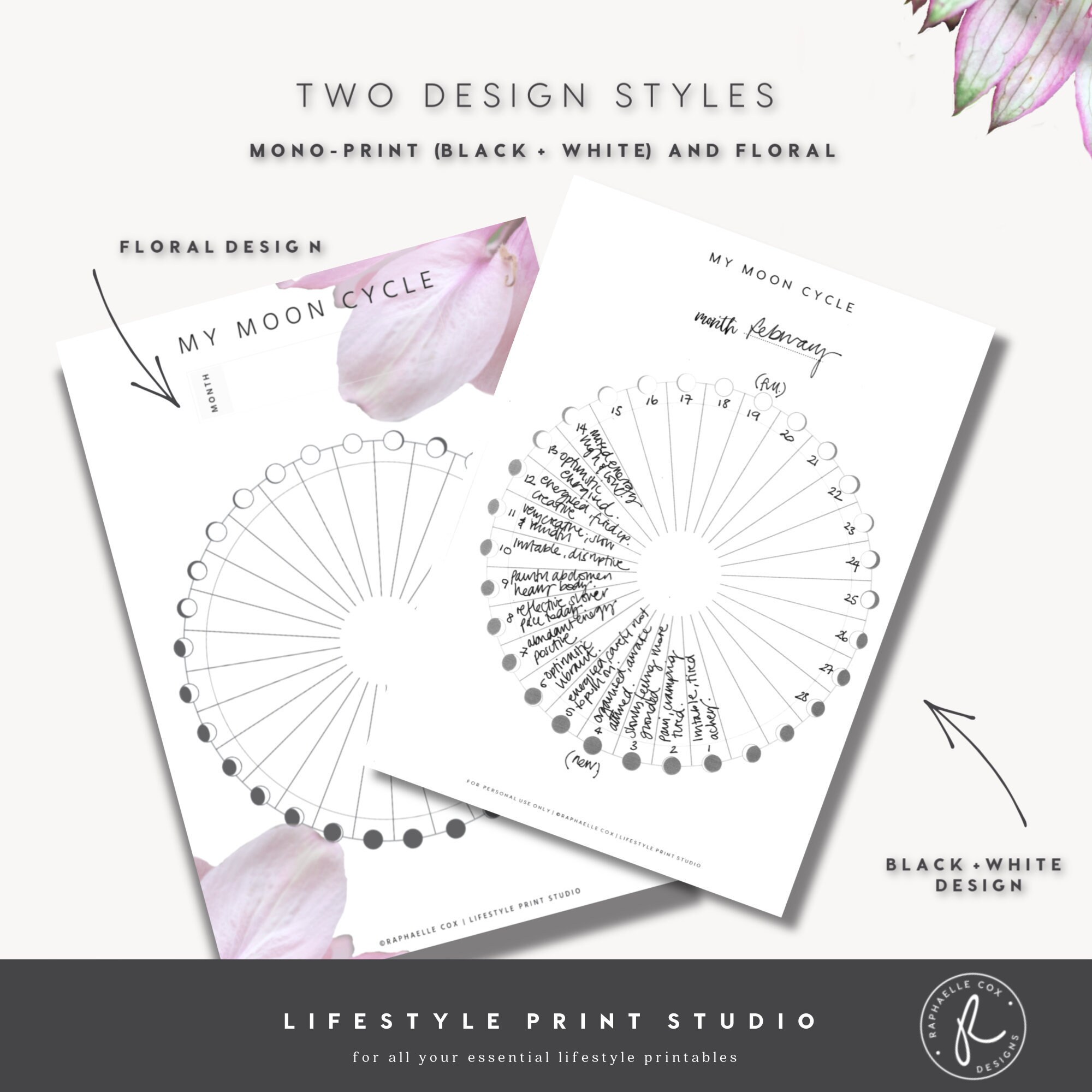 PRINTABLE Moon Cycle Tracker, Moon Tracker, Cycle Tracker, Moon Phase ...