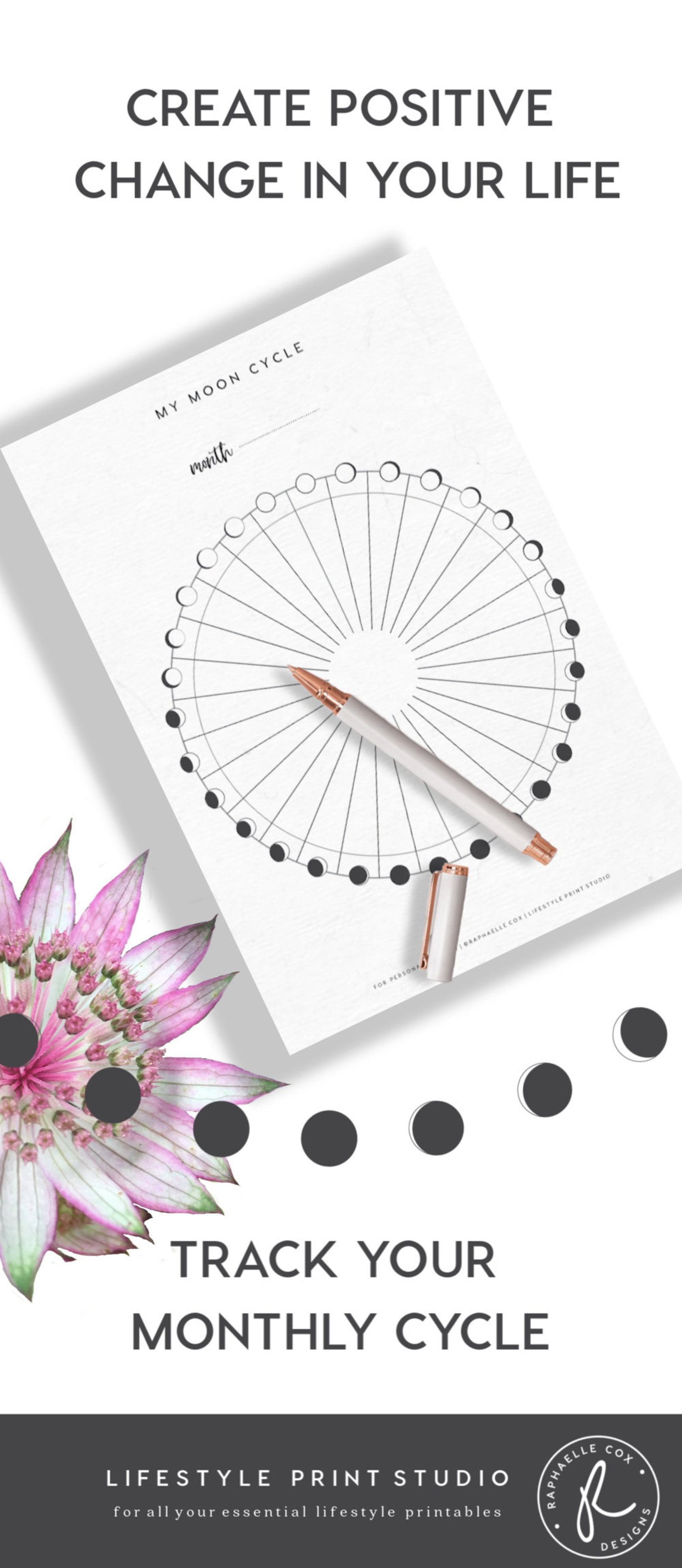 PRINTABLE Moon Cycle Tracker, Moon Tracker, Cycle Tracker, Moon Phase ...