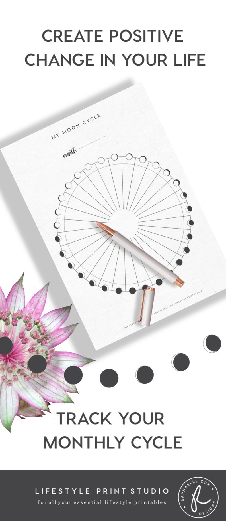 PRINTABLE Moon Cycle Tracker, Moon Tracker, Cycle Tracker, Moon Phase ...