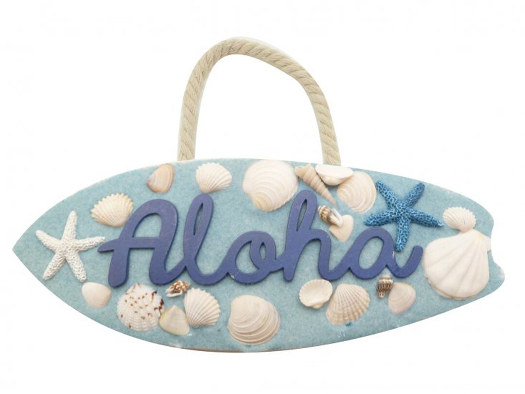 Aloha Blue Sea Shell Surfboard Hang Sign, 9 X 3.5 Inches, Hawaii ...