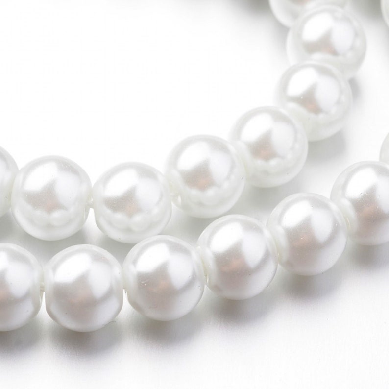 2 Strands/glass Pearl Round Smooth Beads Loose Beads for Bracelet ...