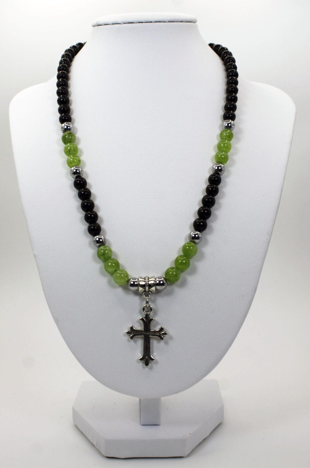 Shungite Cross Pendant Necklace: Tiger Eye, Hematite, EMF Protection - Etsy