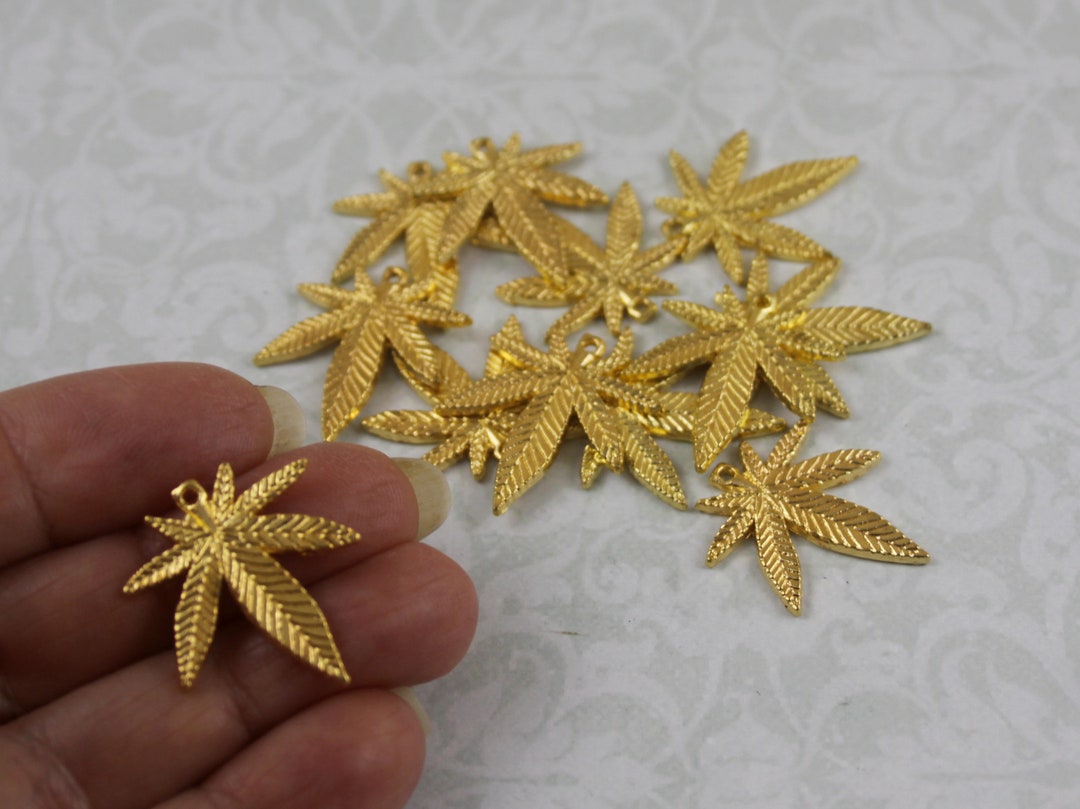 6 Pcs/gold Marijuana Leaf Charms, Cannabis Charms, DIY Jewelry - Etsy