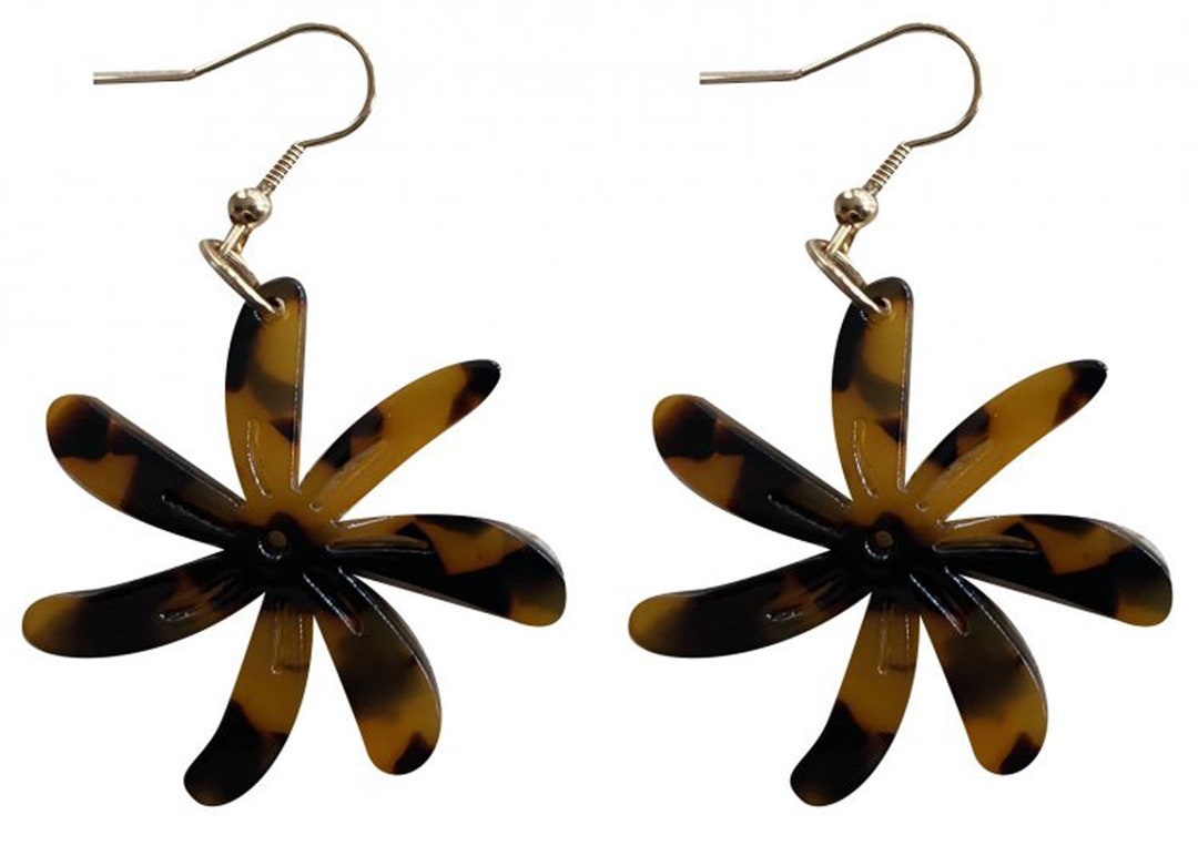 Faux Turtle Shell Tiare Flower Earrings, Hawaiian Jewelry, Fashion ...