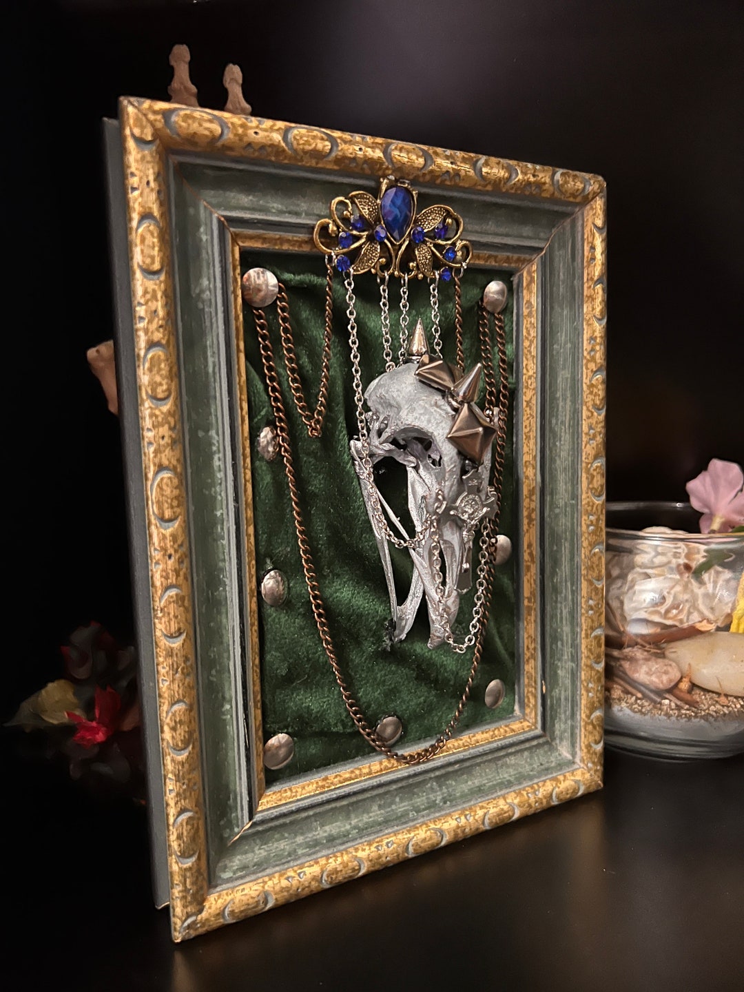 Chicken Skull With Metal Appliqué - Etsy