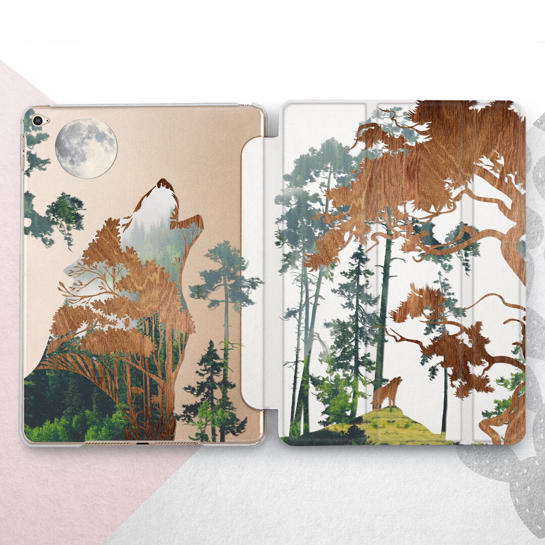 Rustic Wolf Forest iPad Case: Boho Moon Animal Cover - Etsy