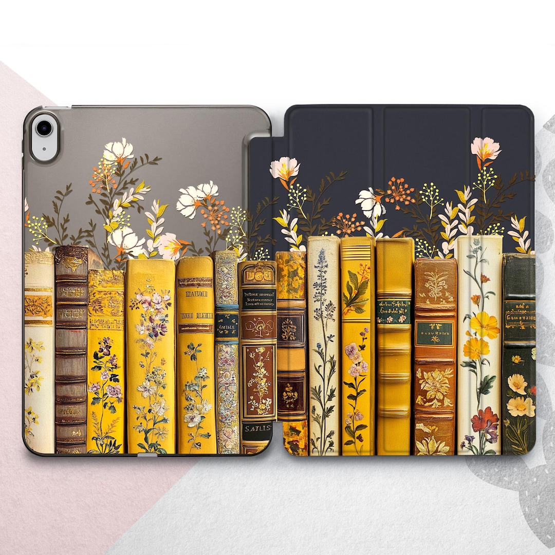 Floral Bookshelf iPad Case: Vintage Yellow Books, Boho Library - Etsy