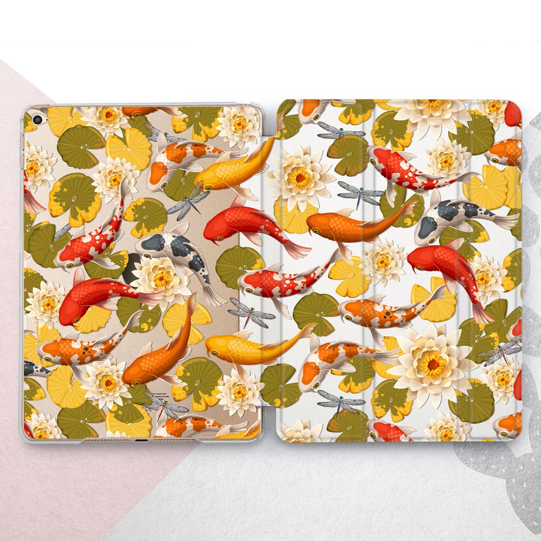 Koi Fish iPad Case: Watercolor Carp, Water Lily Pattern - Etsy