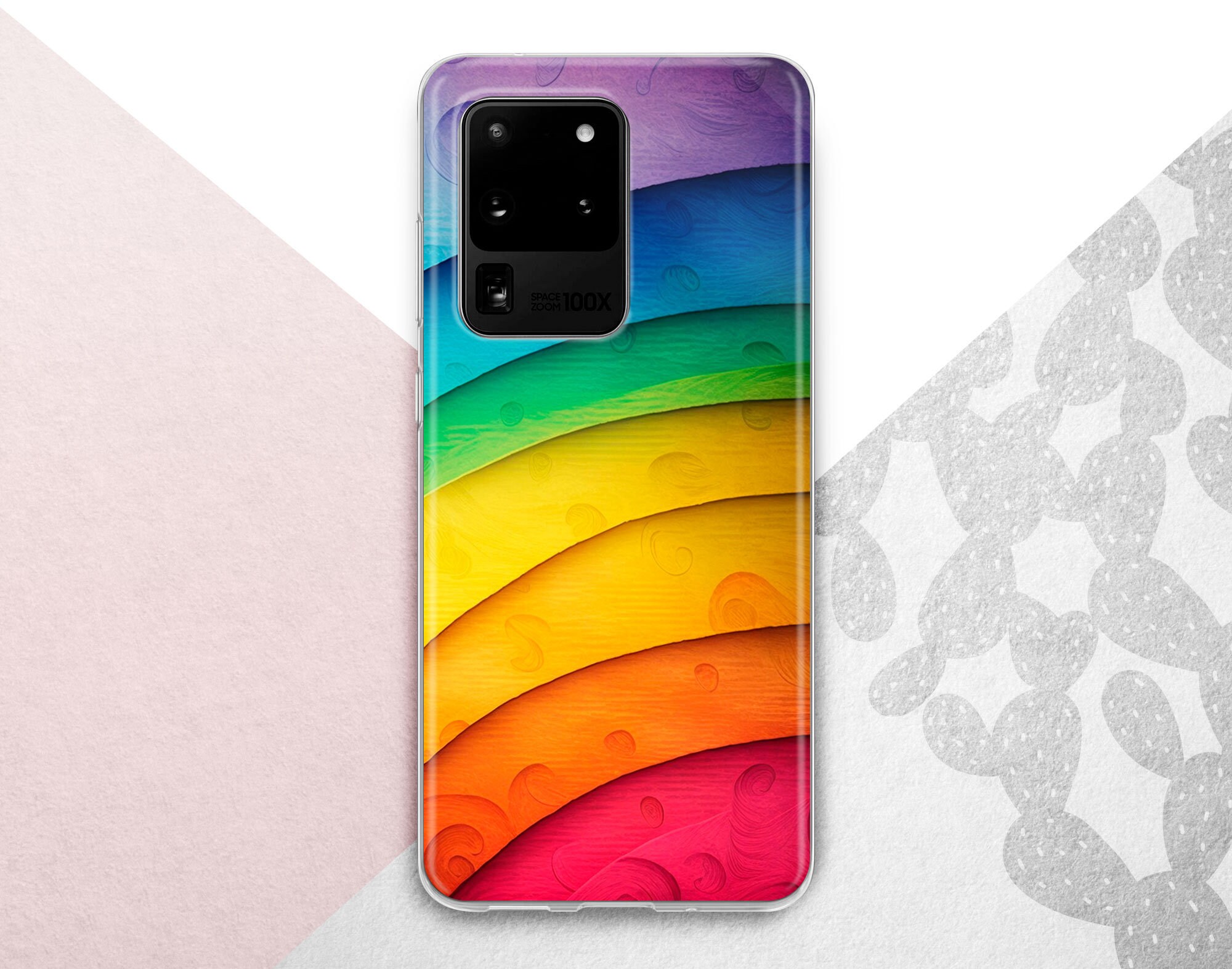 Watercolor Rainbow Stripes Phone Case: Transparent Silicone Cover - Etsy