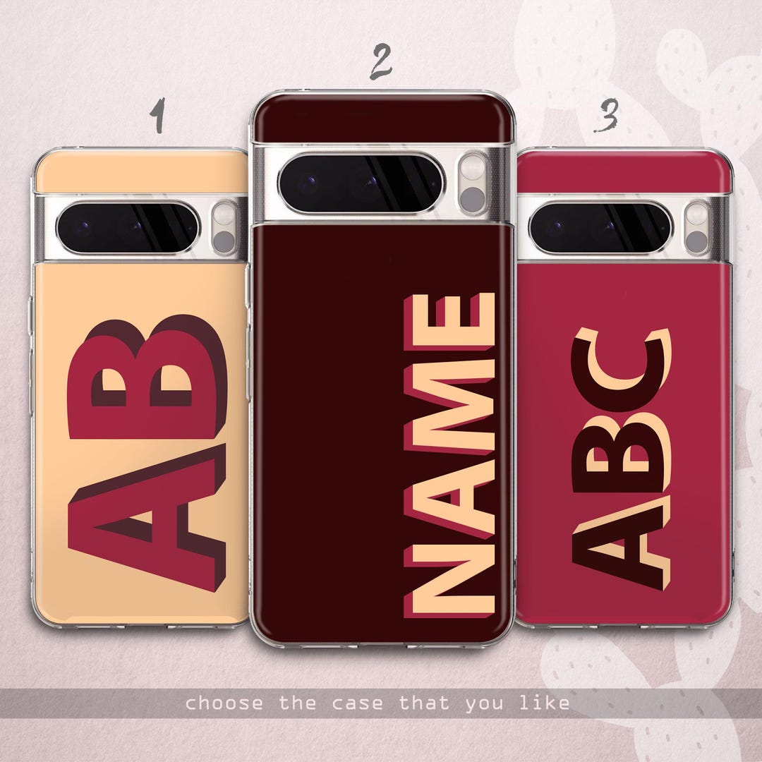 Retro Minimal iPhone 16 15 14 13 12 Case / Pink Monogram Samsung 24 23 ...