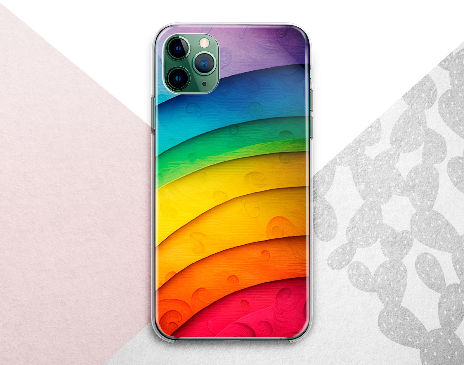 Watercolor Rainbow Stripes Phone Case: Transparent Silicone Cover - Etsy