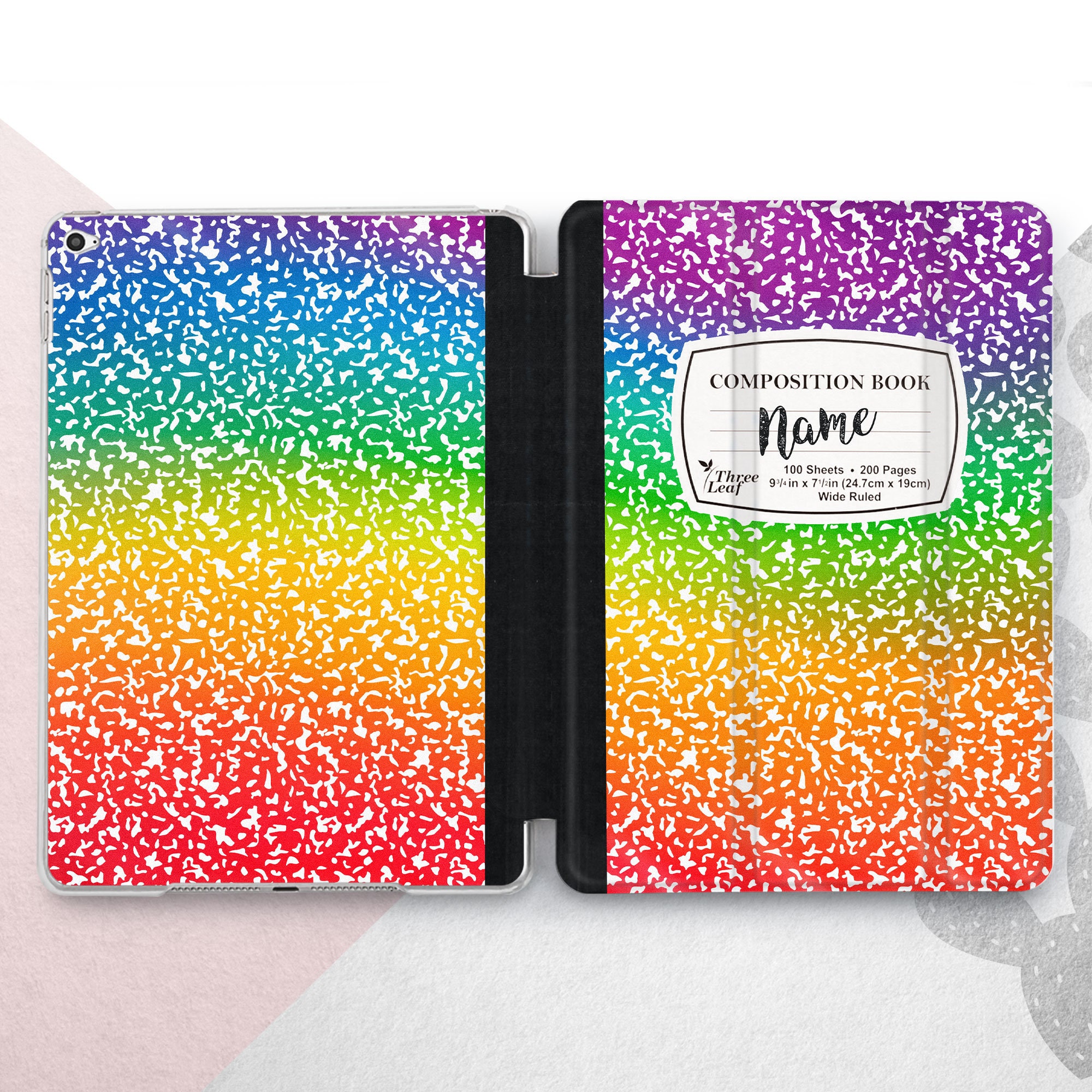 Rainbow Composition Book iPad Case: Multicolored Marble Cover - Etsy