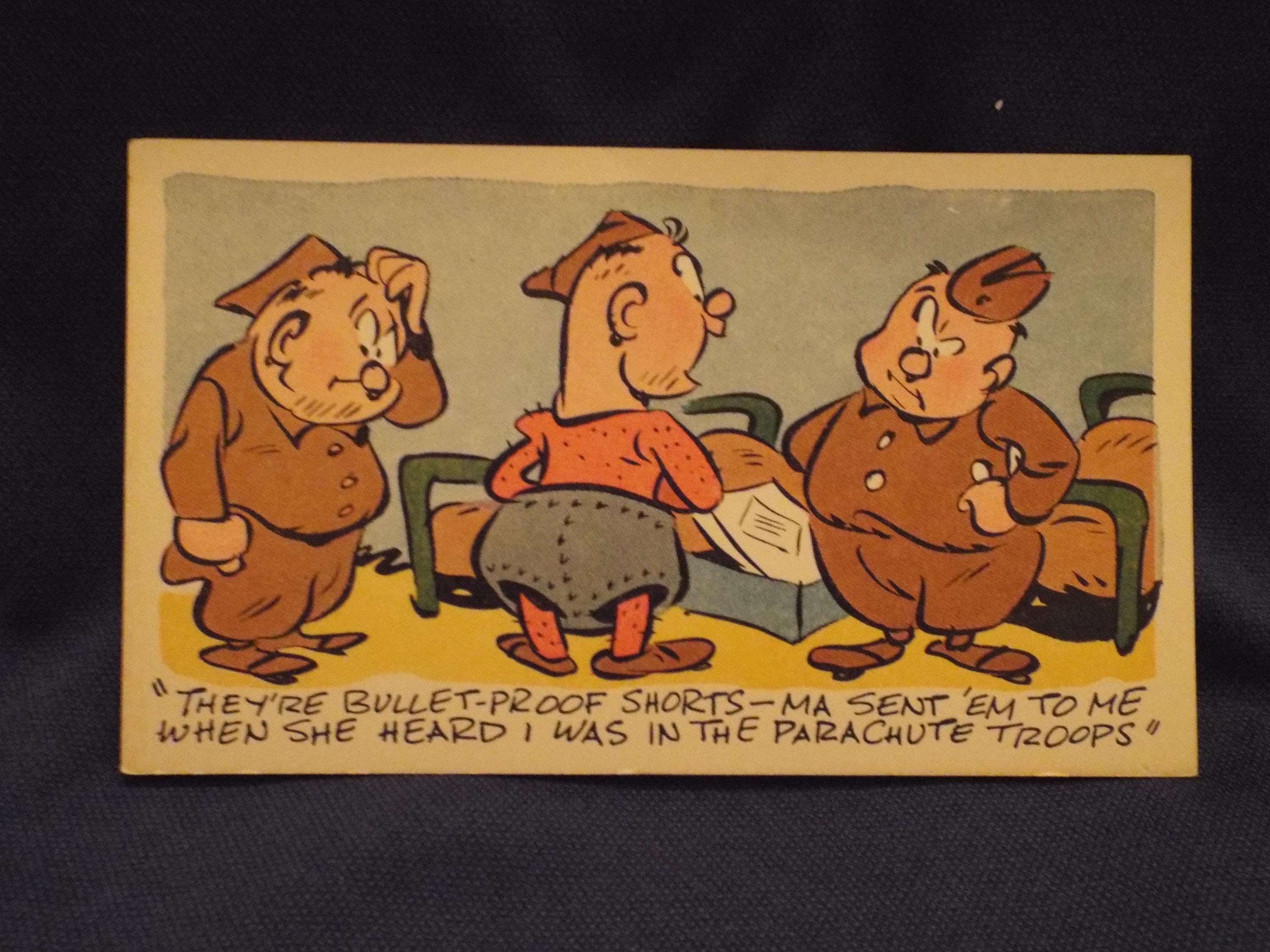 3 Different Vintage 1943 Comic Cartoon Humor Postcards US Army Postal ...