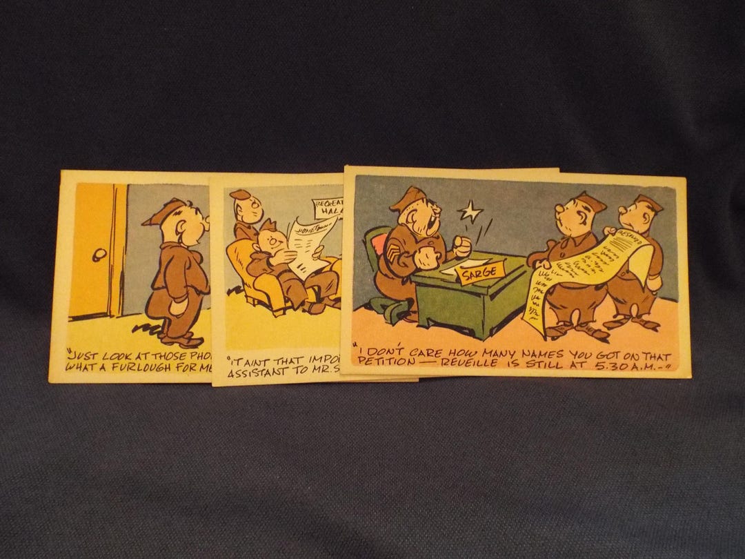 3 Different Vintage 1943 Comic Cartoon Humor Postcard - US Army Postal ...