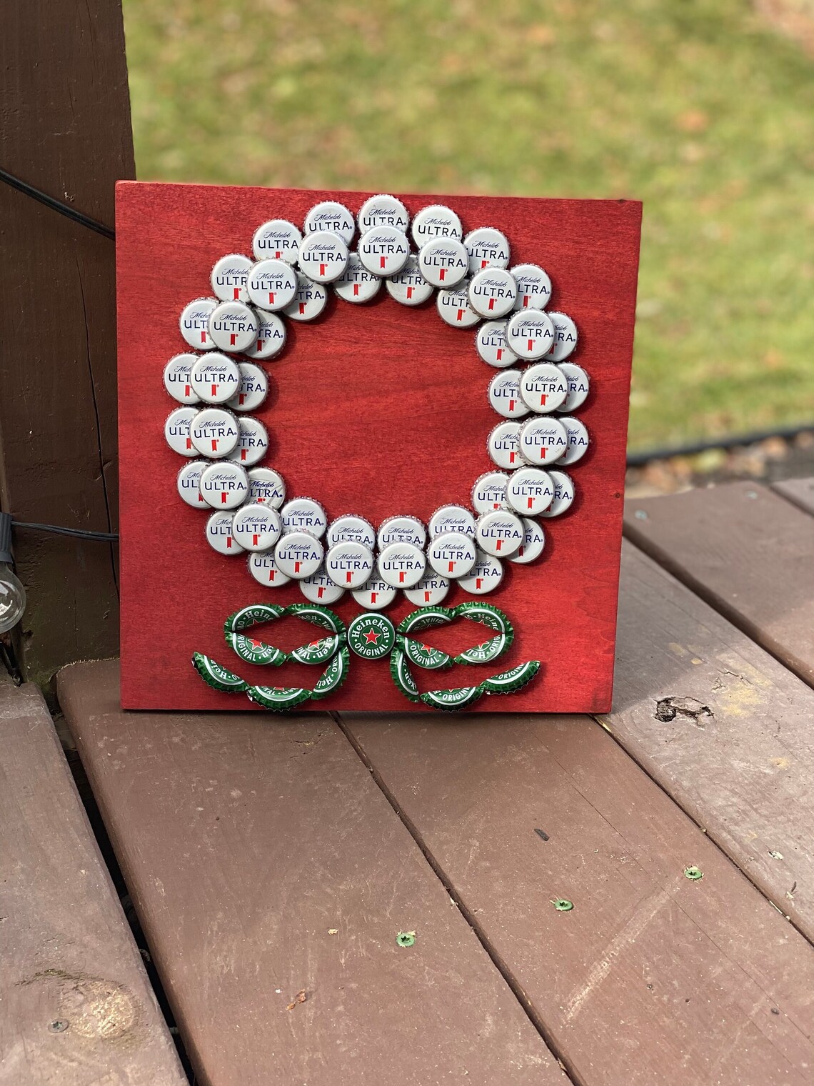 Christmas Wreath Bottle Cap Art - Etsy