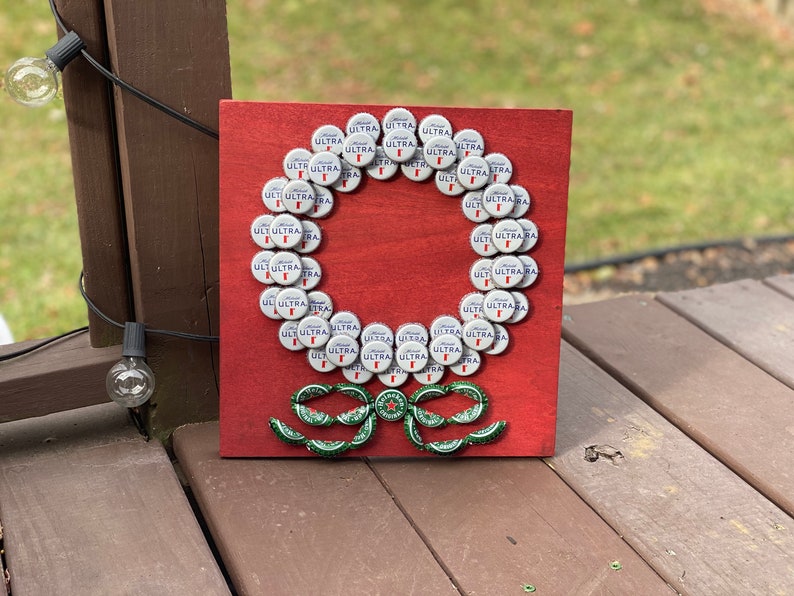 Christmas Wreath Bottle Cap Art - Etsy