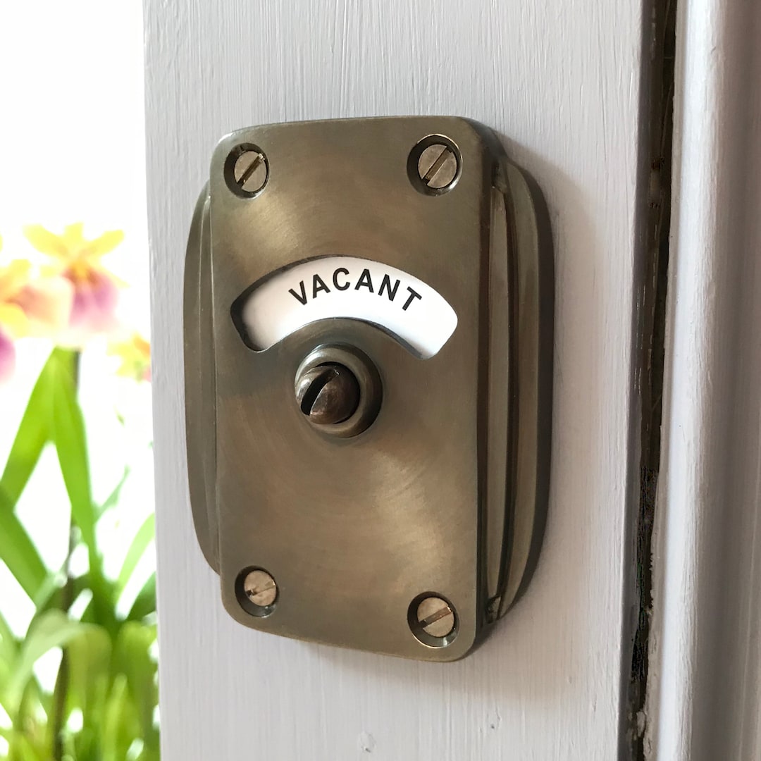 Vacant Engaged Lock Antique Brass Finish Toilet Bathroom Art Deco ...