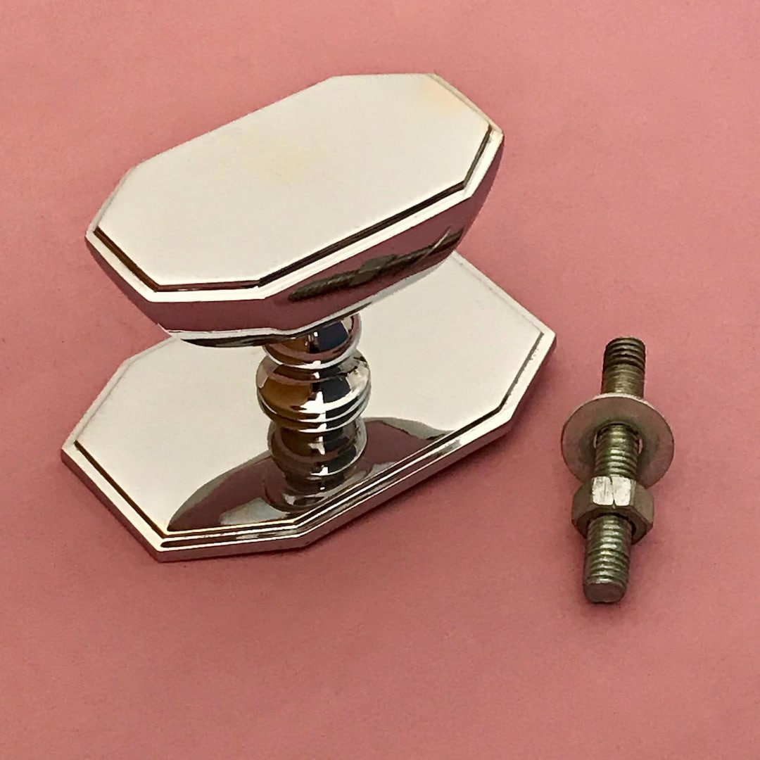 Large Chrome Art Deco Centre Knob Handle Box Front Door Mail Knocker ...
