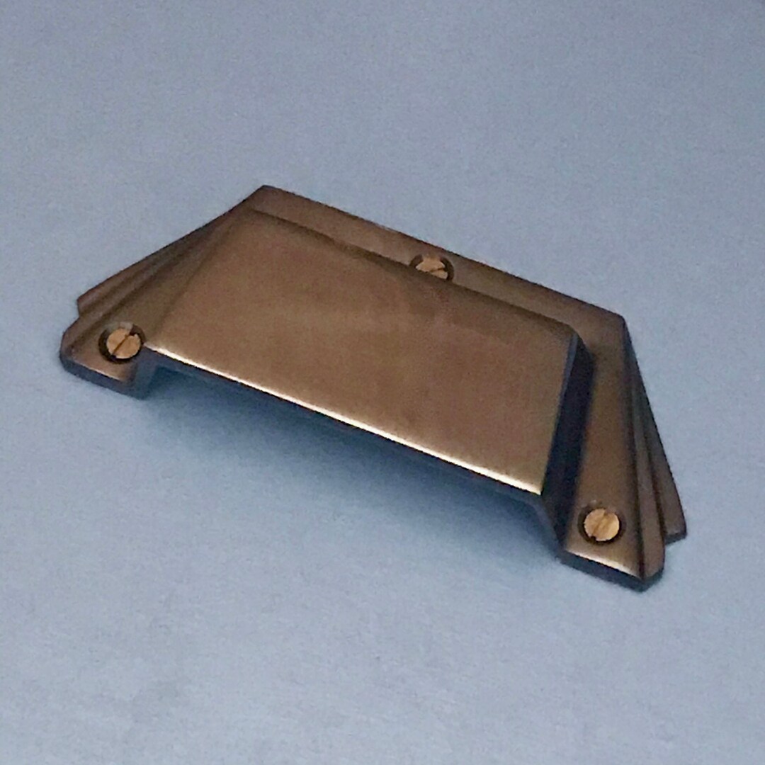 Antique Aged Brass Art Deco Cup Handles Drawer Cupboard Door Pull ...