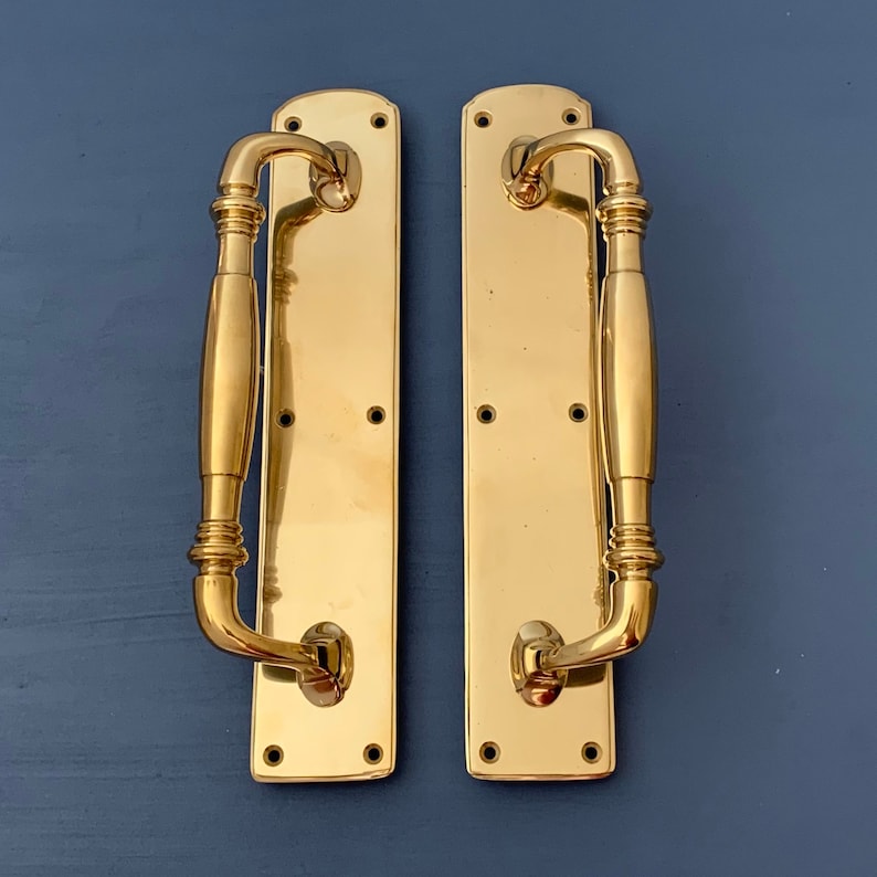 Pair 12 Large Brass Vintage Style Door Pull Handles Grab | Etsy