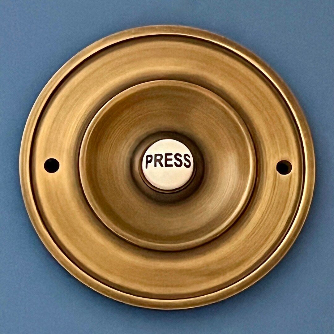 Large 5 Victorian Antique Brass Bell Push Door Button Front Furniture ...